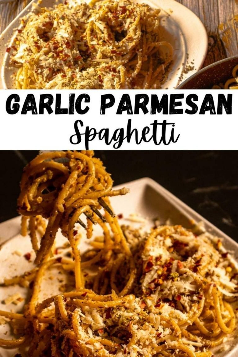 Garlic Butter Spaghetti Noodles Recipe loaded with Parmesan