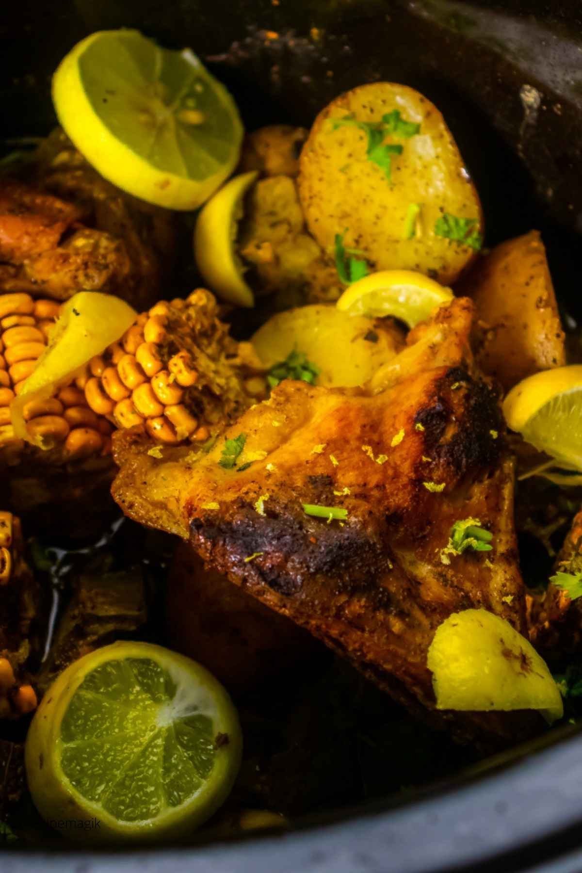 Crockpot Greek Lemon Chicken Thighs With Veggies Potatoes RecipeMagik