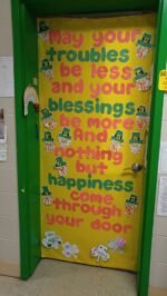 DIY March door and Bulletin board decor for St. Patrick's Day