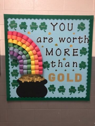 DIY March door and Bulletin board decor for St. Patrick's Day
