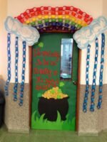 DIY March door and Bulletin board decor for St. Patrick's Day
